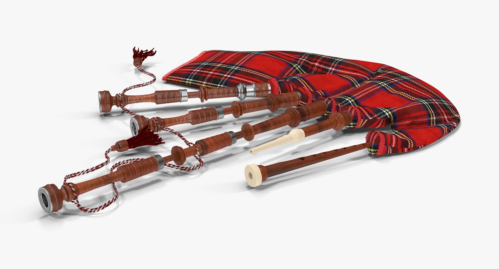 Bagpipes Red 3d Model