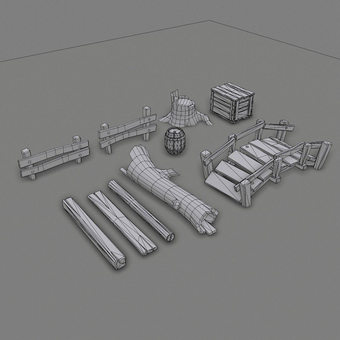 Cartoon Wood Set 3D Model - TurboSquid 1224431