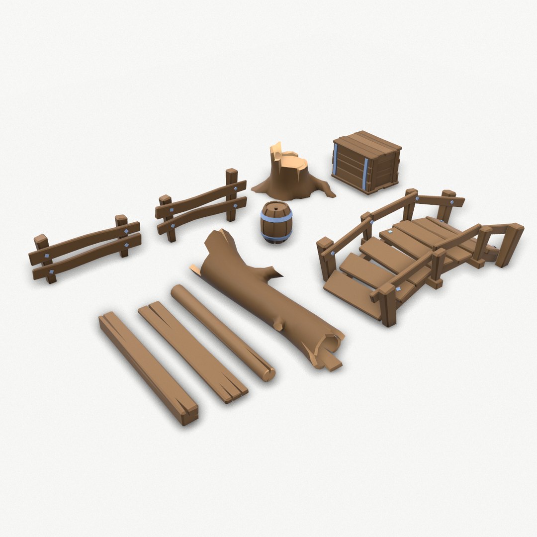 Cartoon Wood Set 3D Model - TurboSquid 1224431