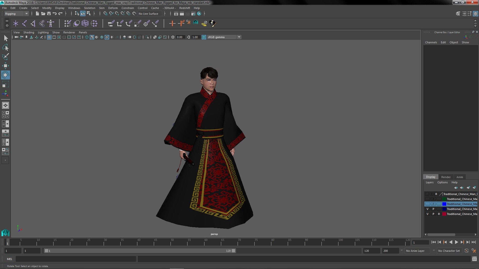 Traditional Chinese Man Rigged for Maya model - TurboSquid 2031977
