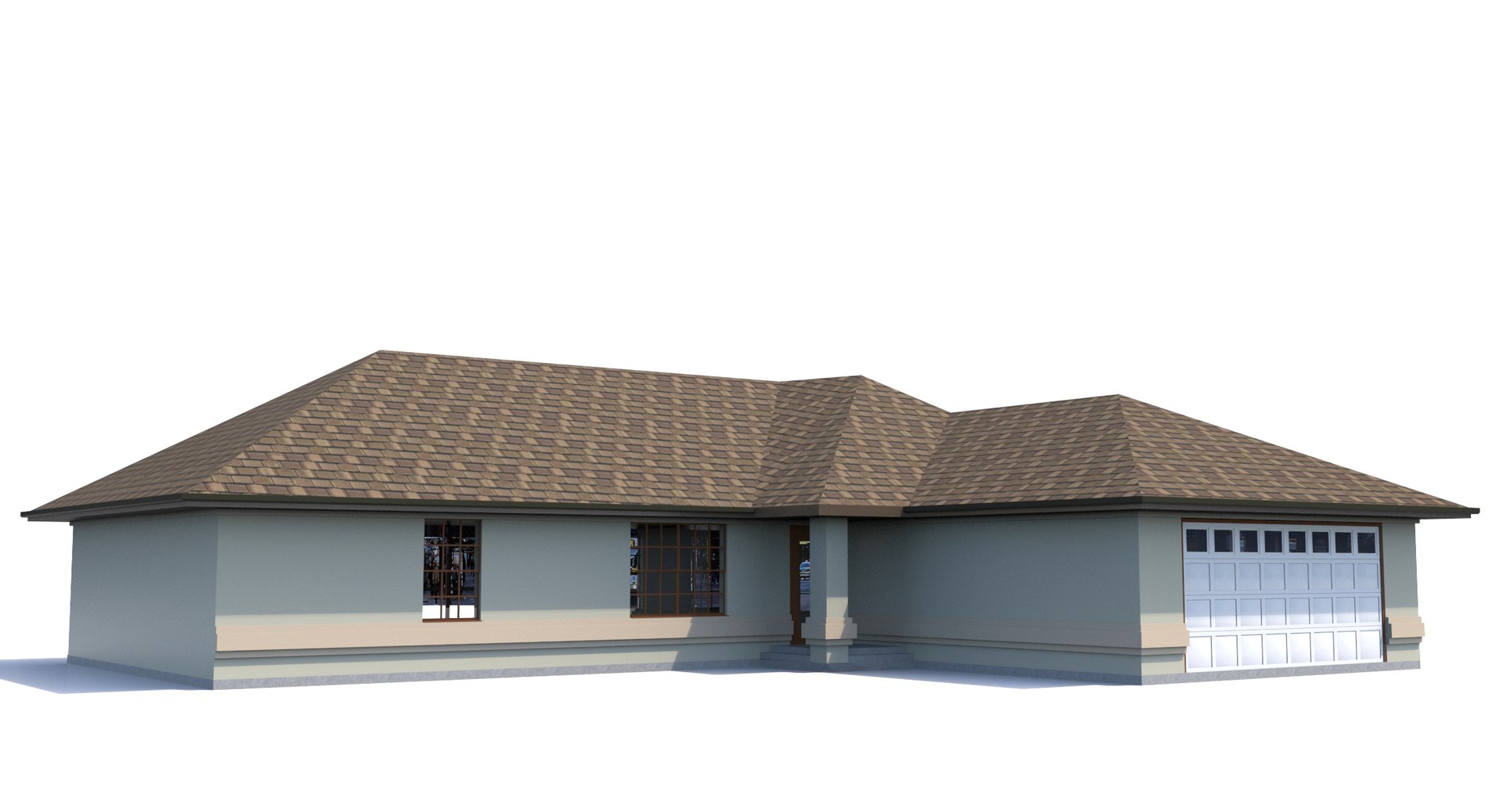 3d Home Garage Roofed Model