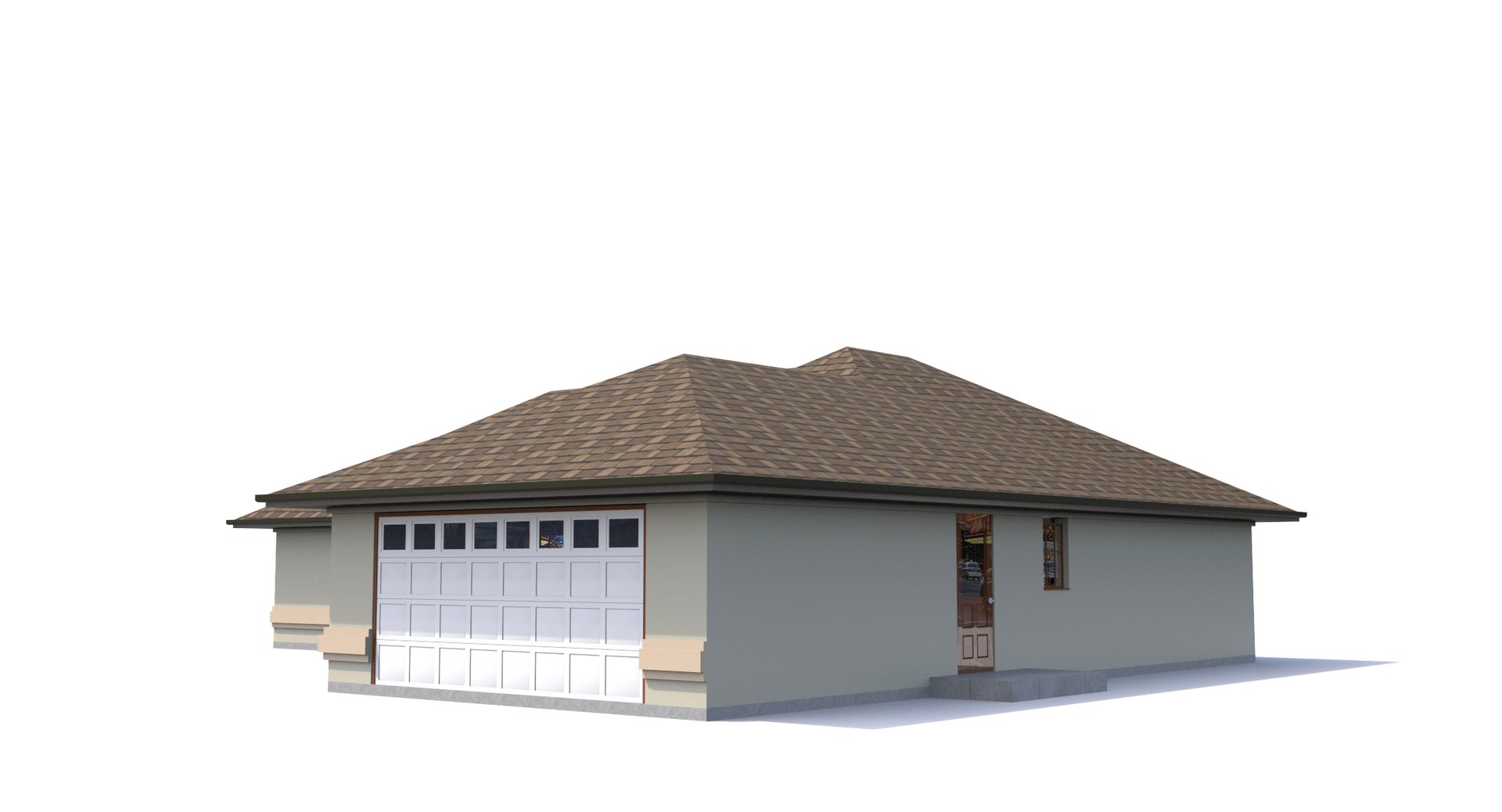 3d Home Garage Roofed Model