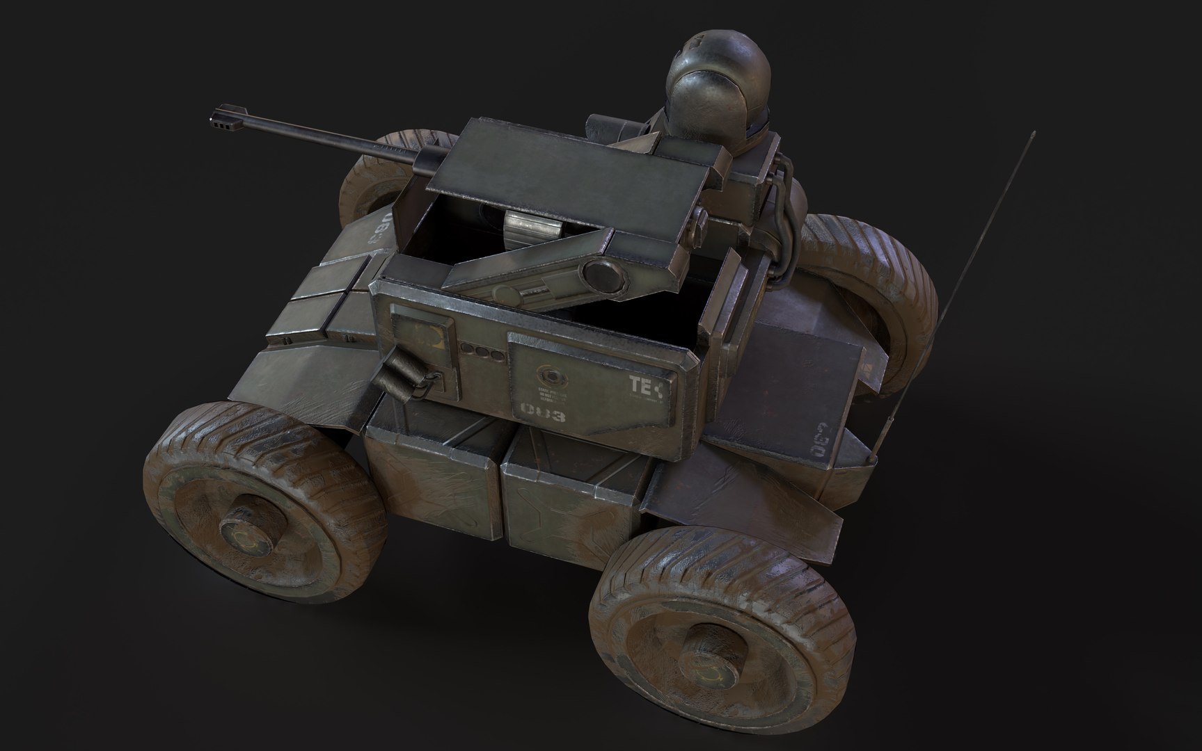 3D Futuristic Wheeled Robotic Vehicle Featuring An Armored Body Model ...