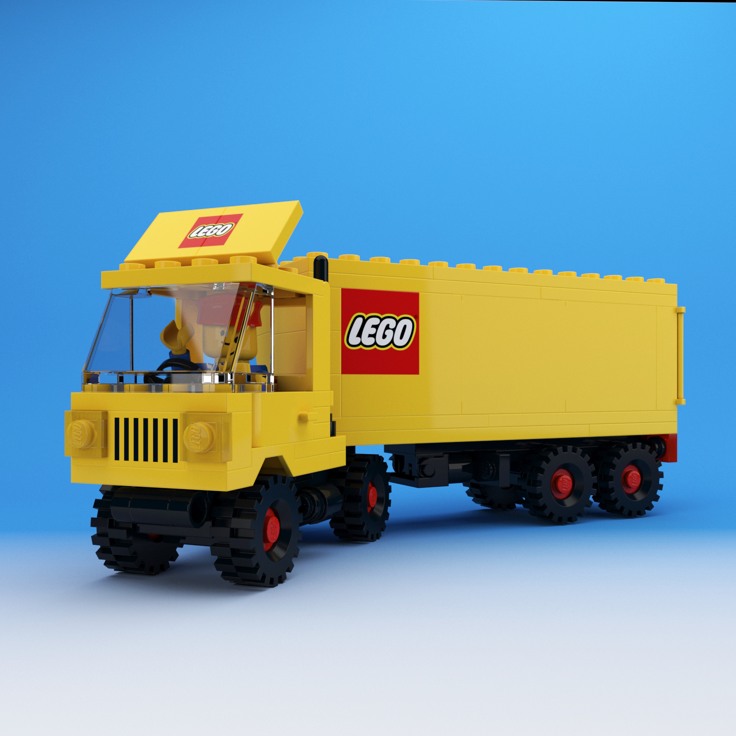 free obj mode classic lego tractor trailer