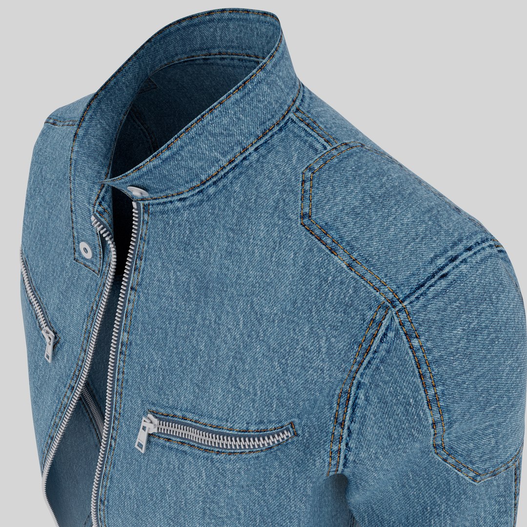 3D Model Womens Denim Jacket With A Zipper - TurboSquid 2210369