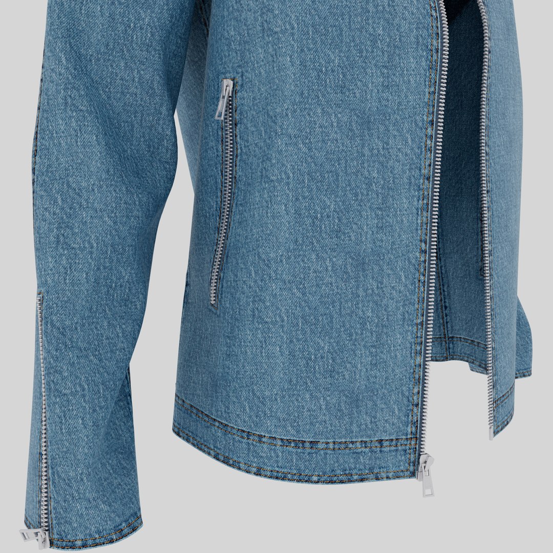 3D Model Womens Denim Jacket With A Zipper - TurboSquid 2210369