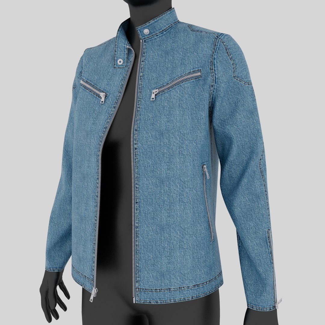 3D Model Womens Denim Jacket With A Zipper - TurboSquid 2210369