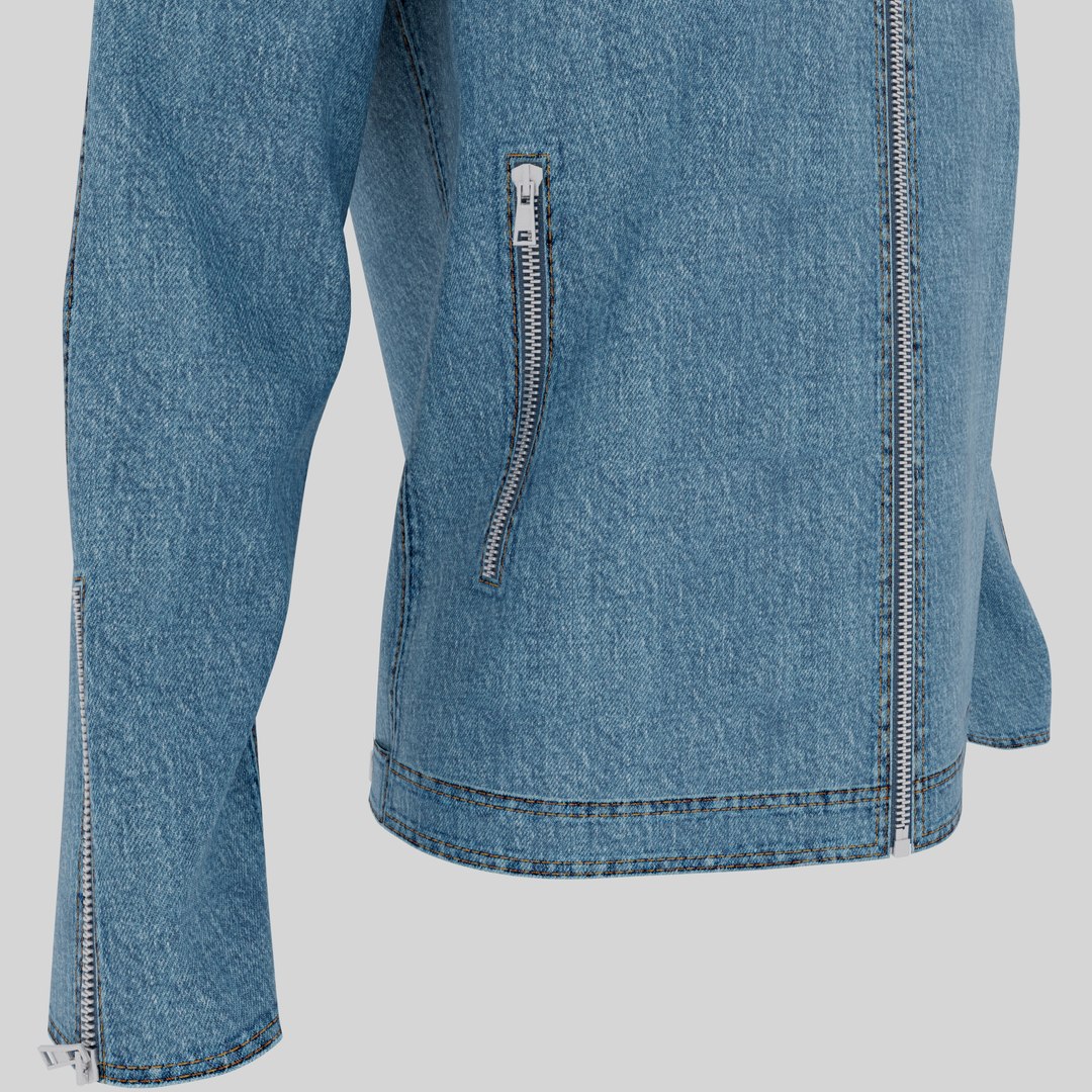 3D Model Womens Denim Jacket With A Zipper - TurboSquid 2210369