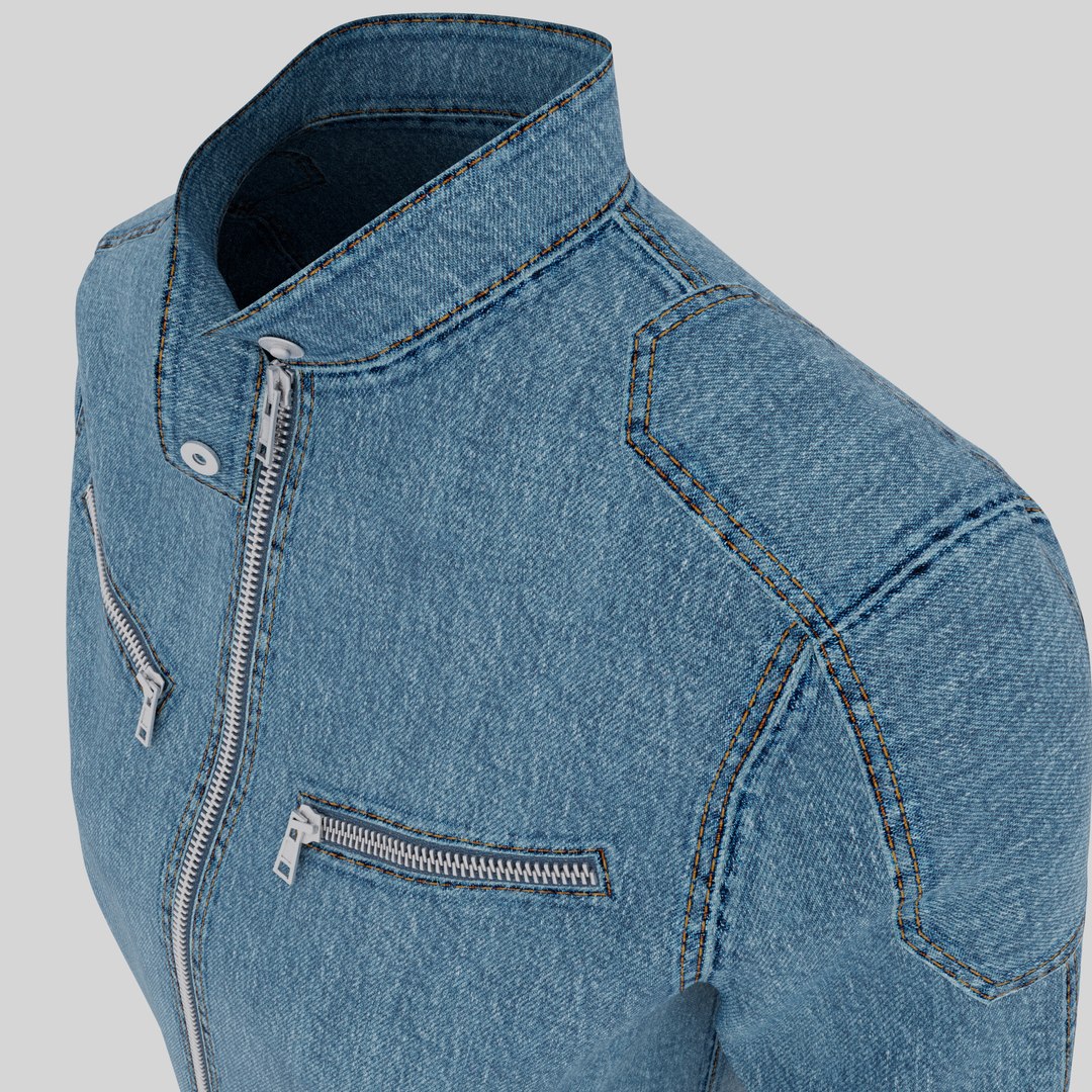 3D Model Womens Denim Jacket With A Zipper - TurboSquid 2210369