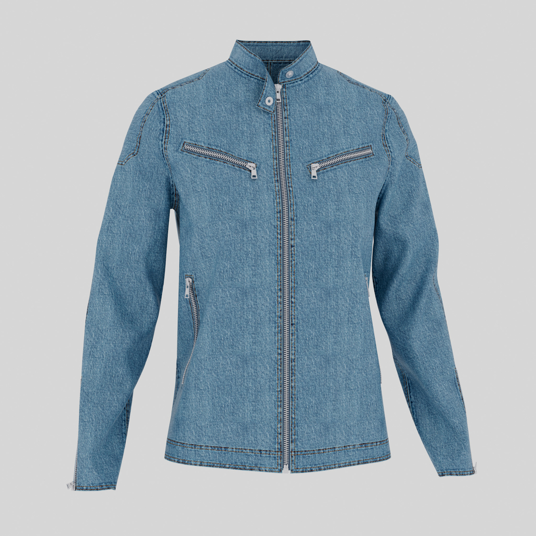 3D Model Womens Denim Jacket With A Zipper - TurboSquid 2210369