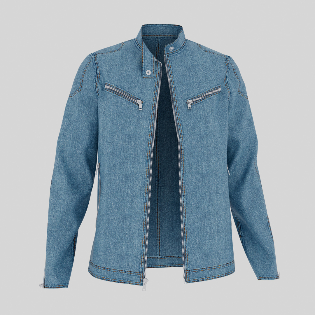 3D Model Womens Denim Jacket With A Zipper - TurboSquid 2210369