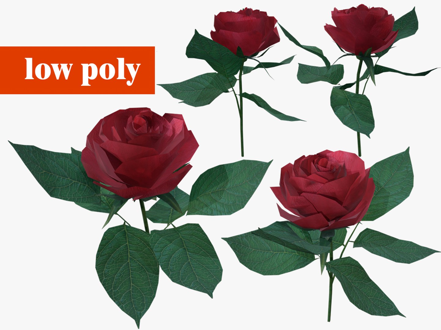 Red Rose Low-poly Textured 3d Model For Games 3D Model - TurboSquid 2337610