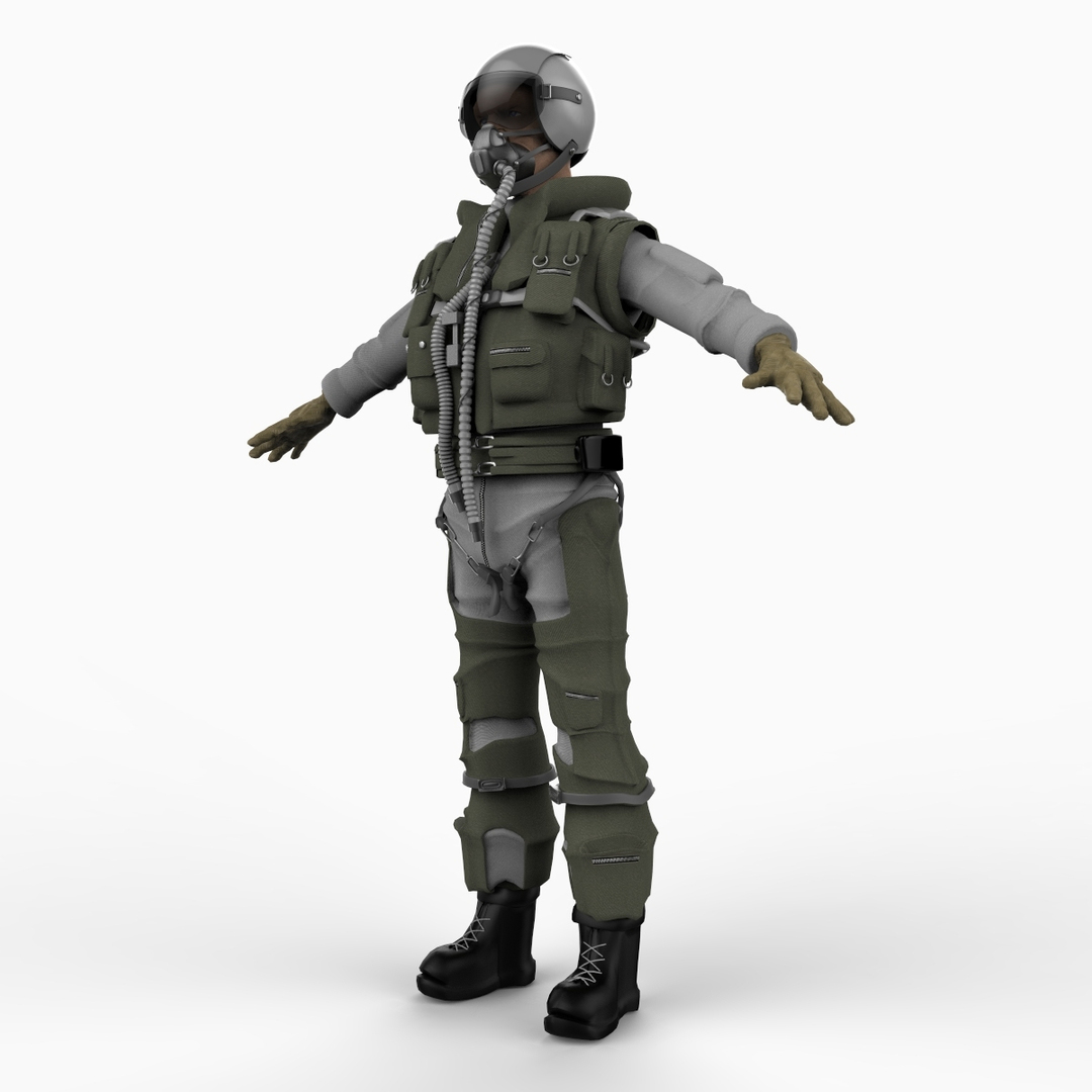 combat fighter pilot 3d model
