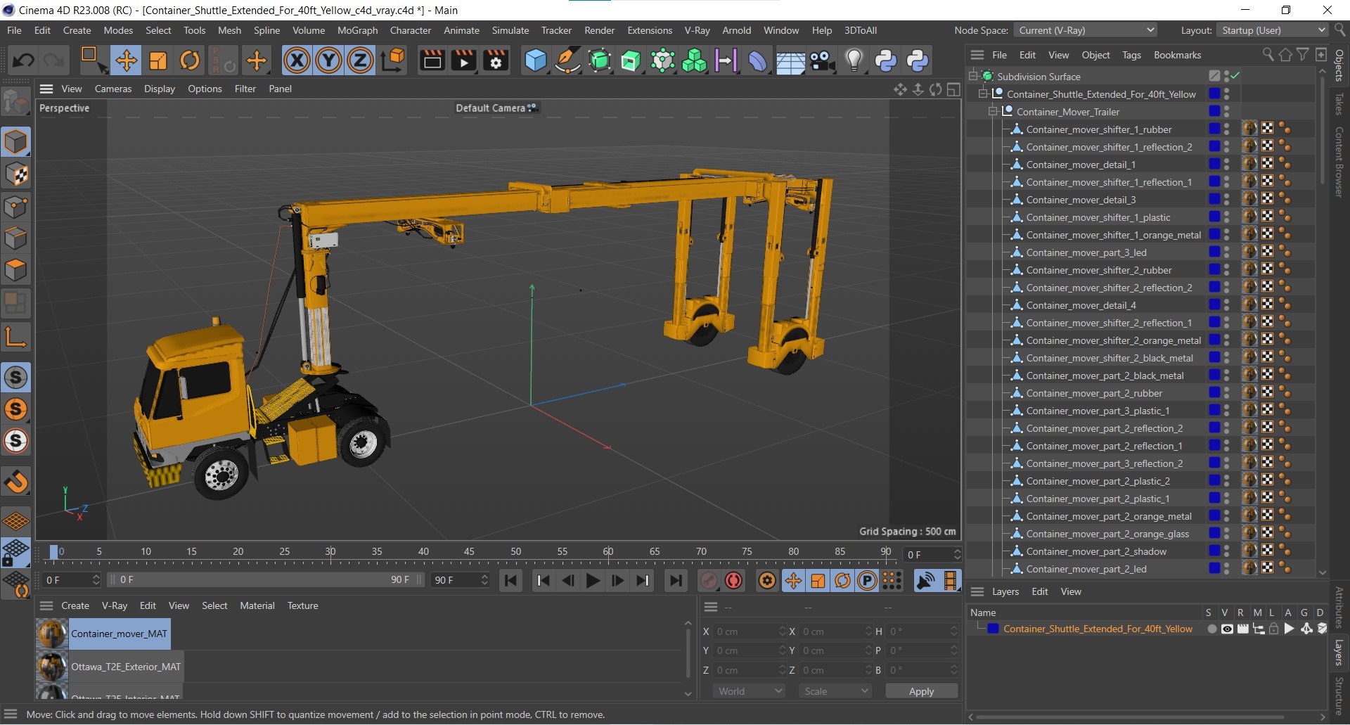 Container Shuttle Extended For 40ft Yellow 3D Model - TurboSquid 2431532