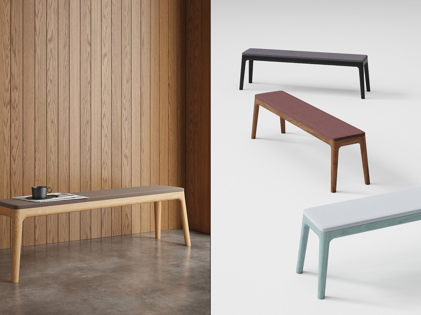 3D E8 Bench Upholstered Seat - TurboSquid 2155182