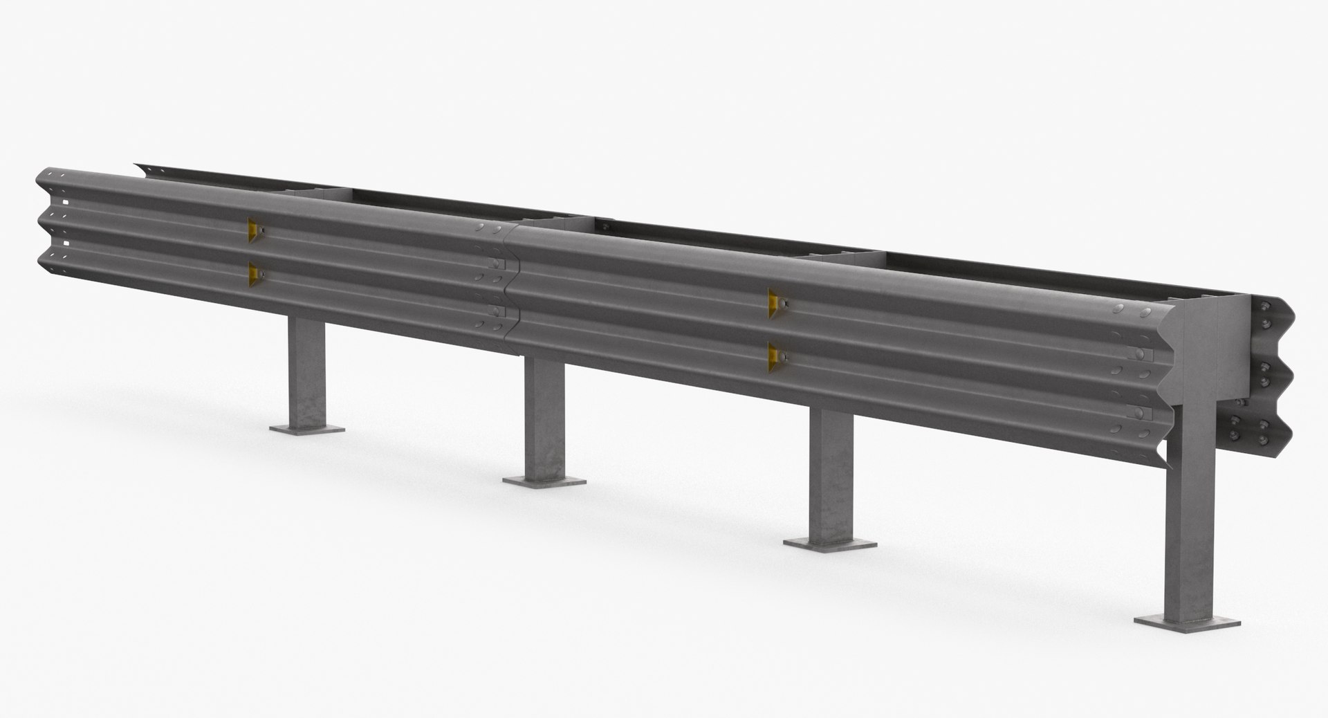 Guardrail Thrie Beam Straight Long Double 3D model - TurboSquid 1915678