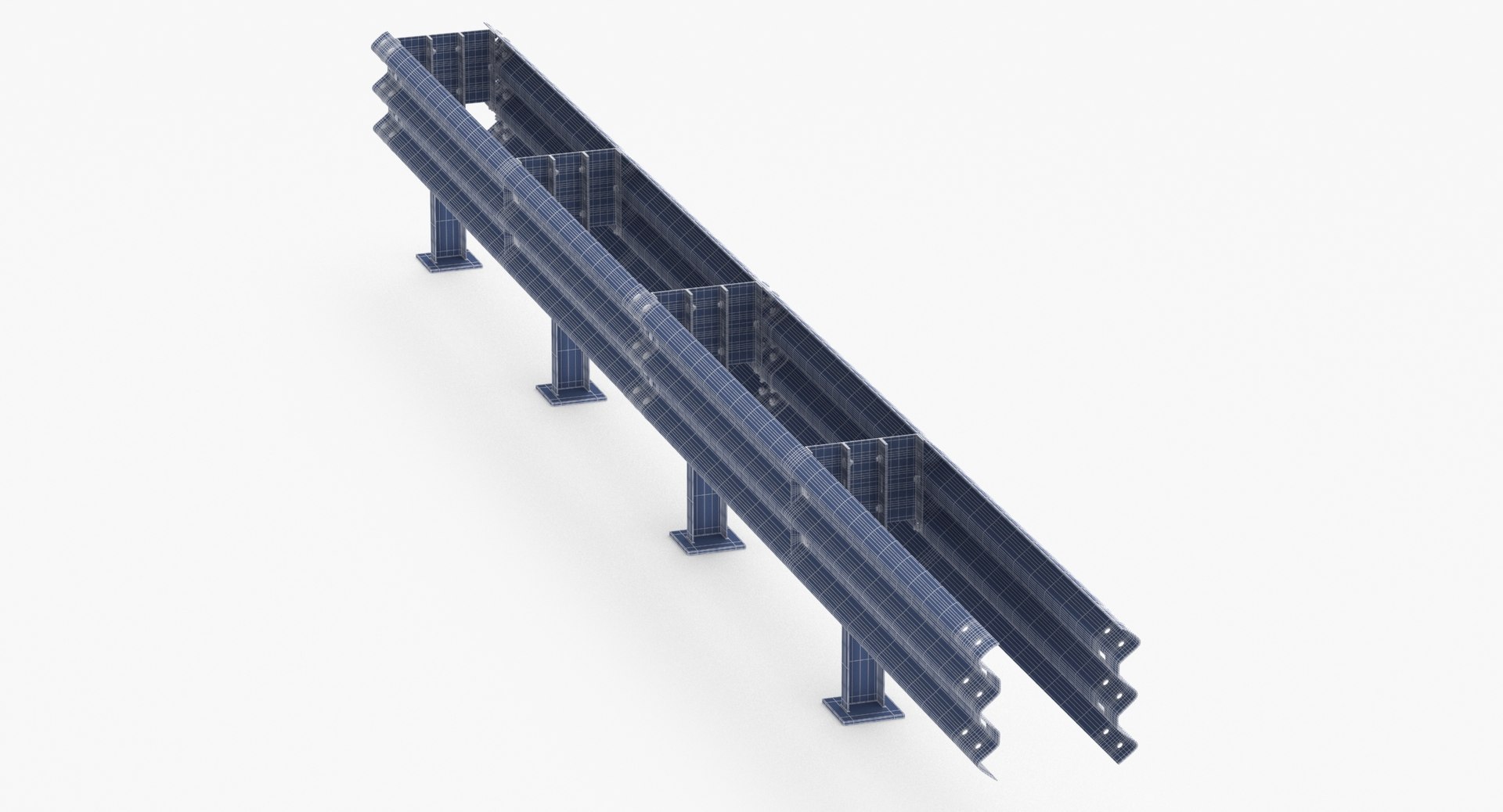 Guardrail Thrie Beam Straight Long Double 3D model - TurboSquid 1915678