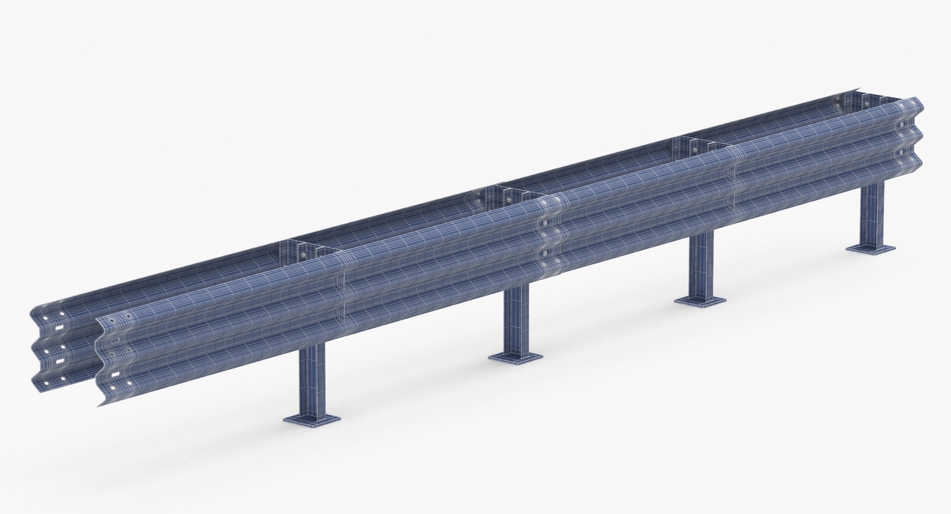 Guardrail Thrie Beam Straight Long Double 3D model - TurboSquid 1915678
