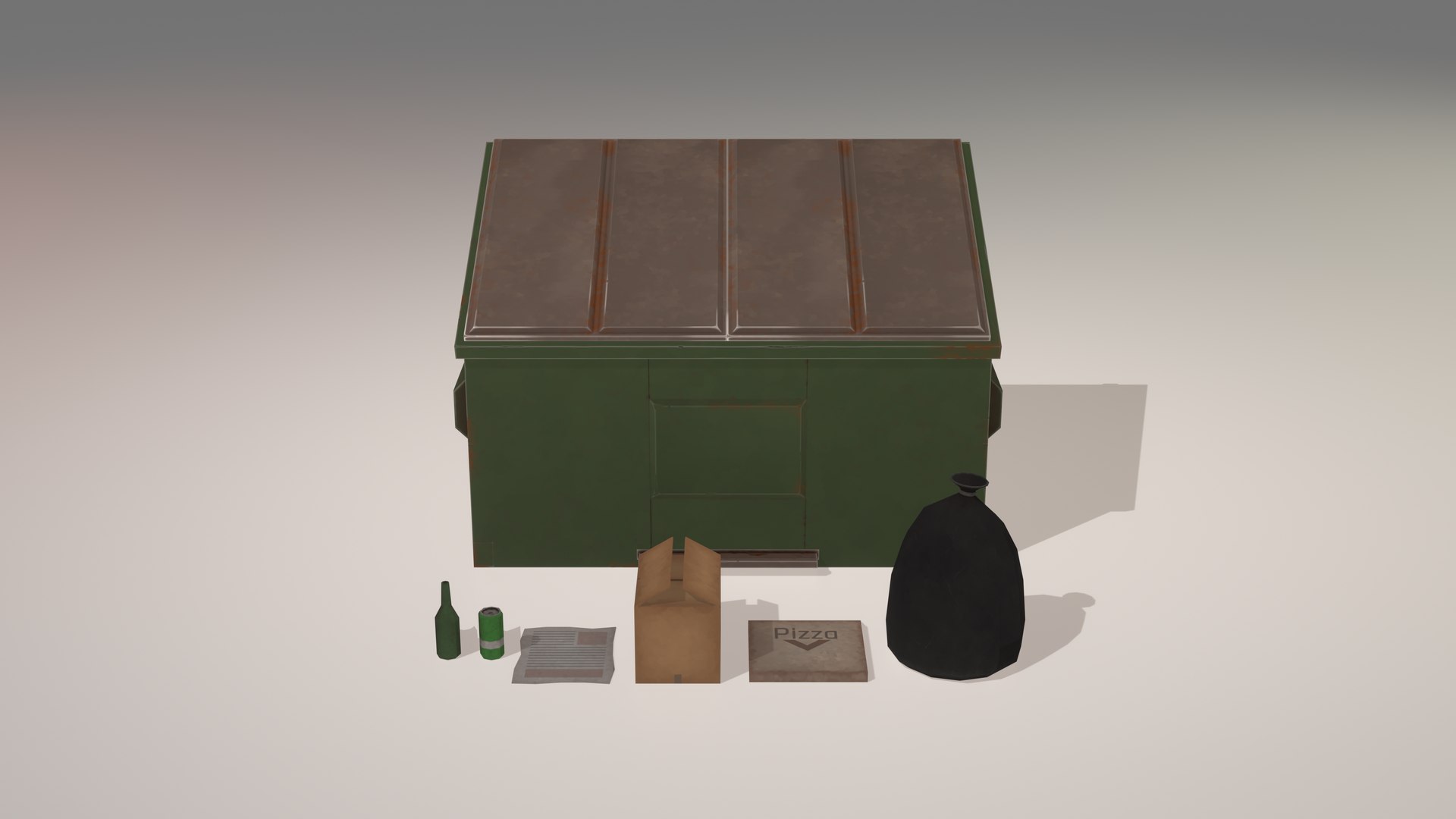 3D Stylized Low Poly Dumpster With Garbage Model - TurboSquid 2239455