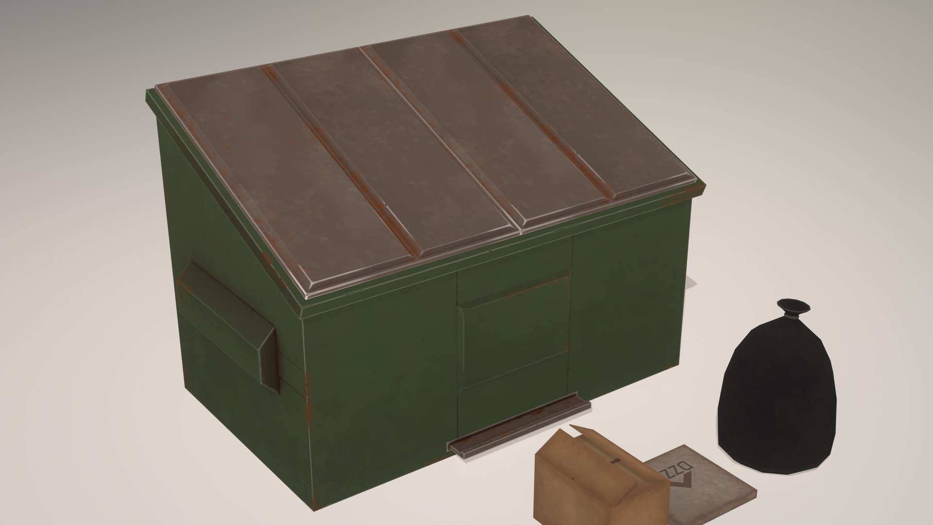 3D Stylized Low Poly Dumpster With Garbage Model - TurboSquid 2239455