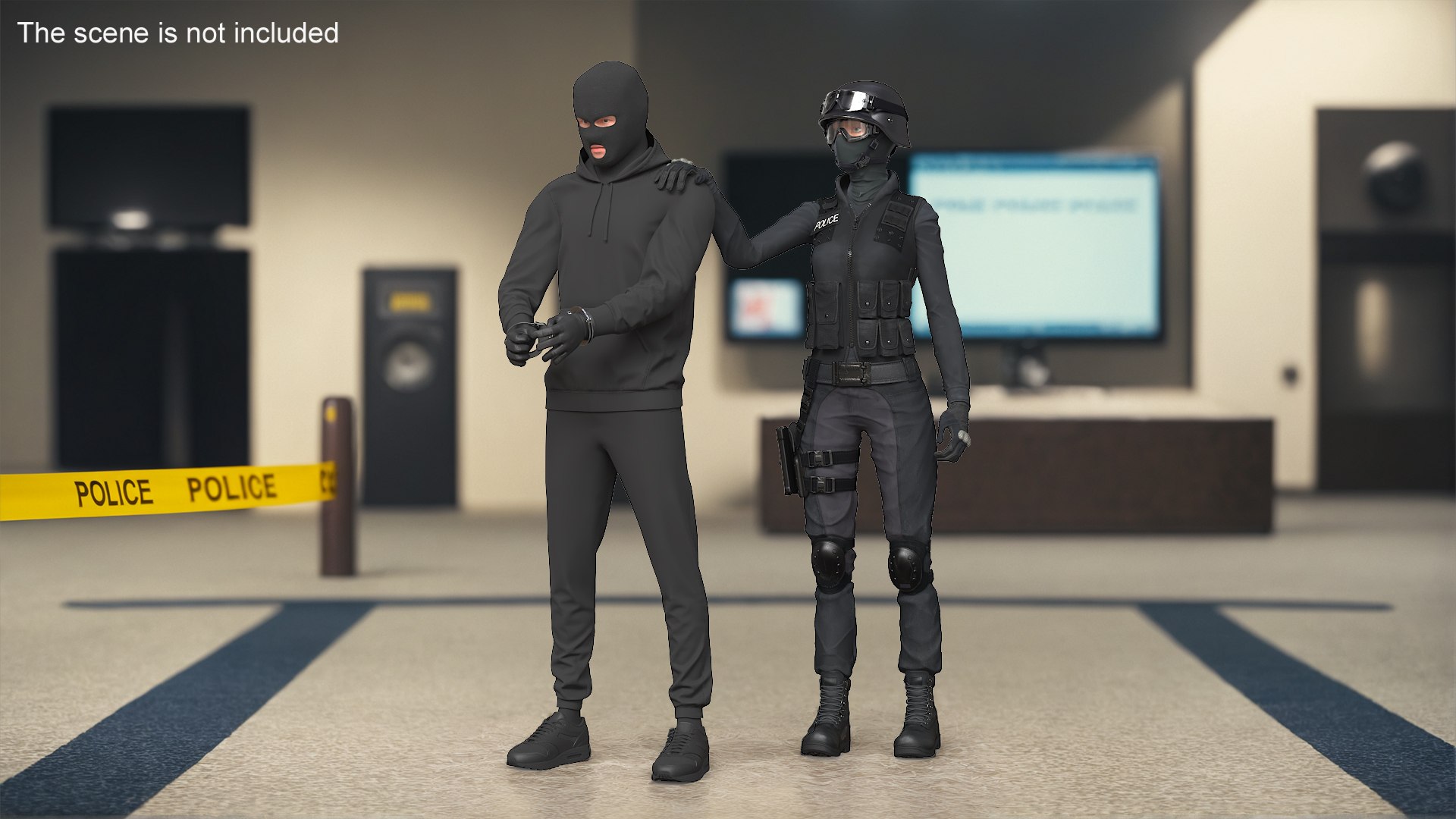 3D Robber In Handcuffs With SWAT Officer Model - TurboSquid 2337705
