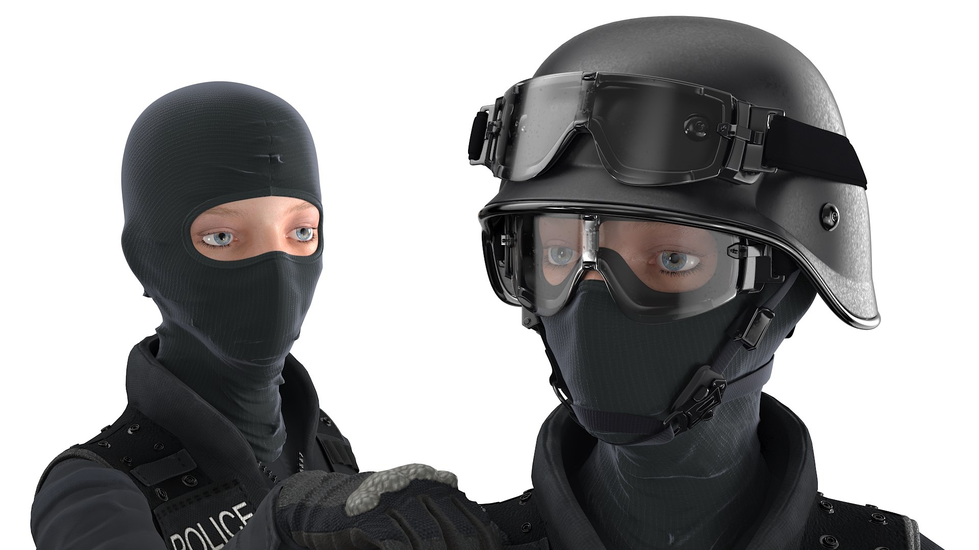 3D Robber In Handcuffs With SWAT Officer Model - TurboSquid 2337705