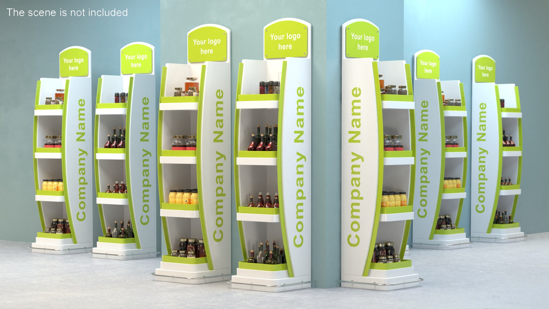 Retail Floor Standing Display White Green Mockup 3D - TurboSquid 2097716