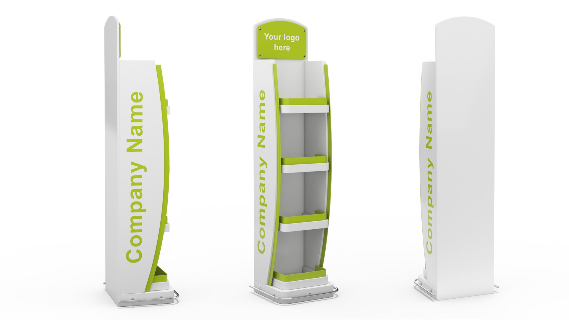 Retail Floor Standing Display White Green Mockup 3D - TurboSquid 2097716