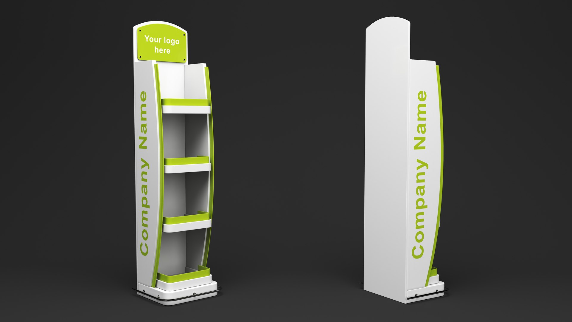 Retail Floor Standing Display White Green Mockup 3D - TurboSquid 2097716