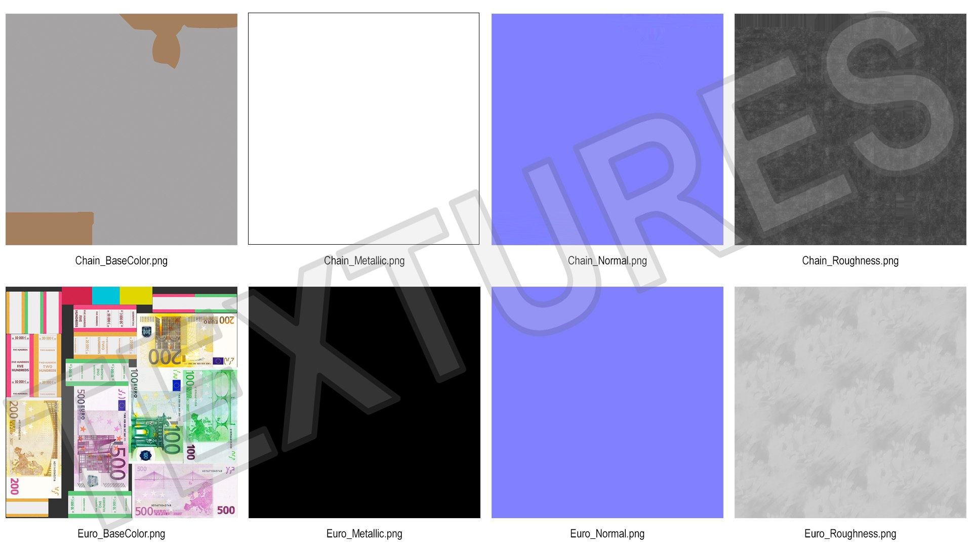 3D Model Bundle Of Euro Bills In Chain - TurboSquid 2265669