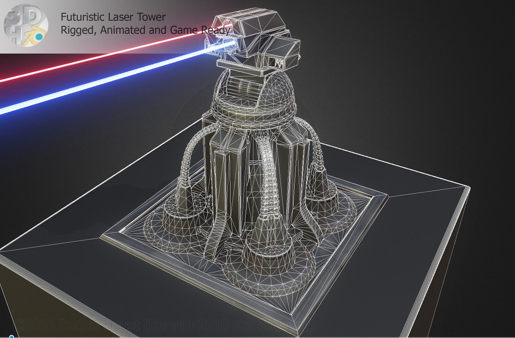futuristic laser tower 3d 3ds