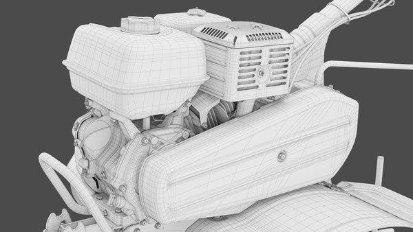 3D tiller gasoline engine - TurboSquid 1364405