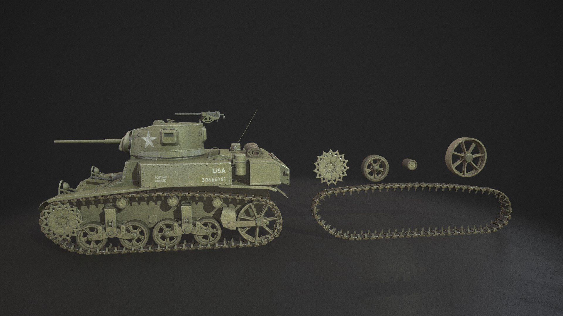 M3 Stuart Light US Tank 3D Model - TurboSquid 2097285