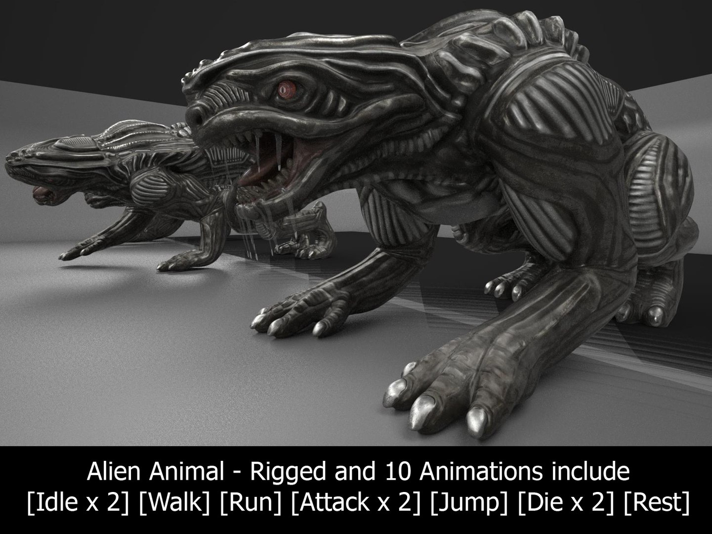 3d Alien Animal Rigged