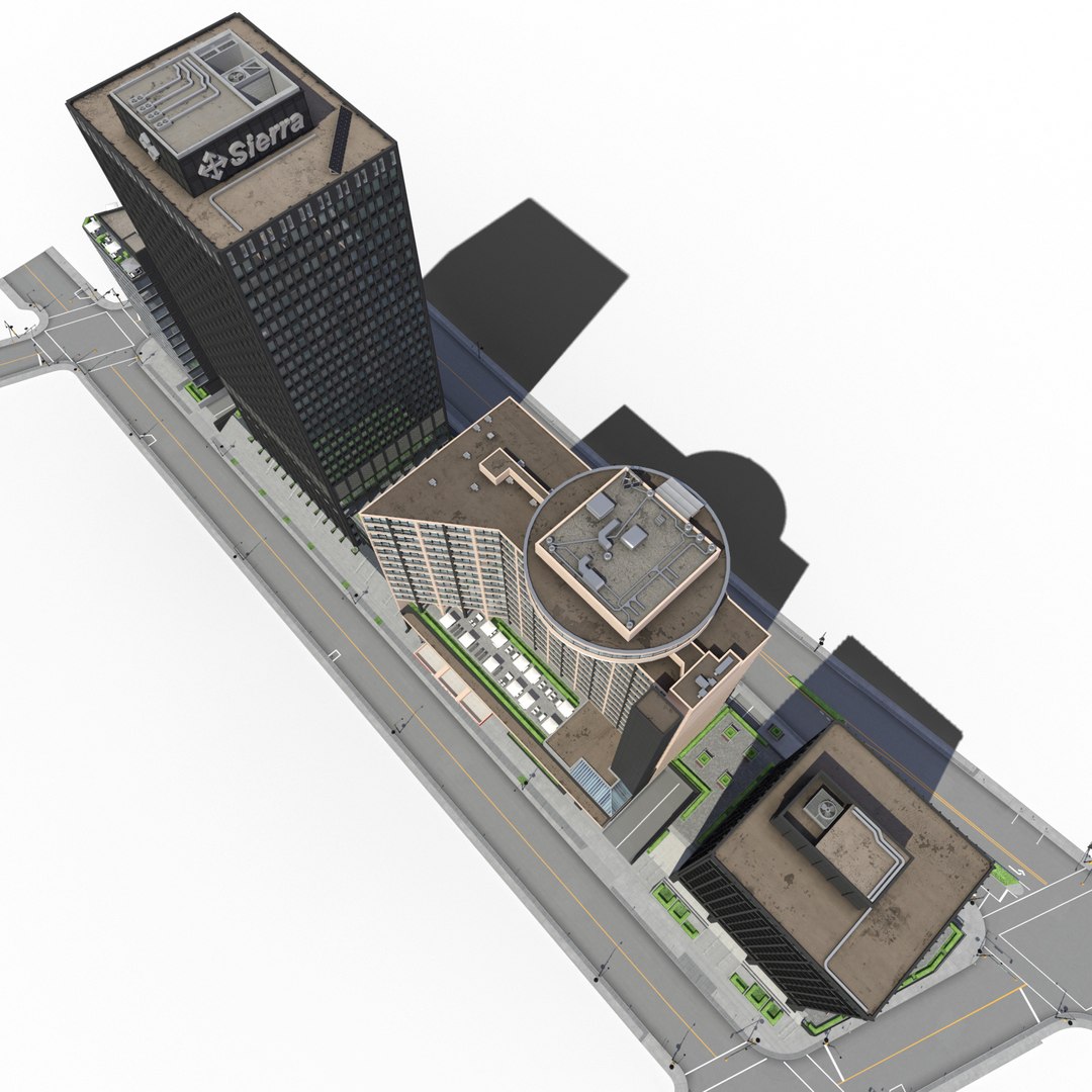 3d block office buildings 5 model