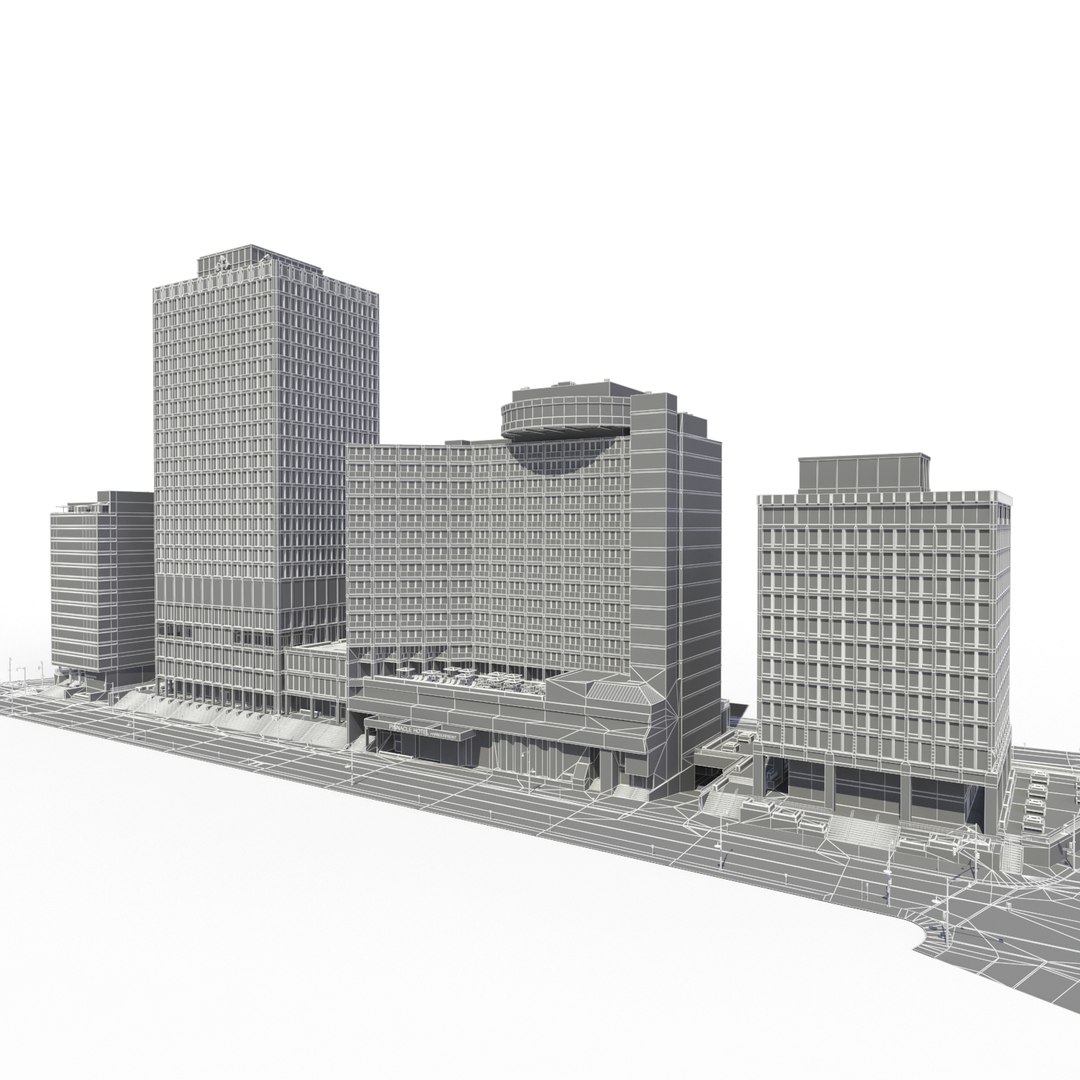 3d block office buildings 5 model