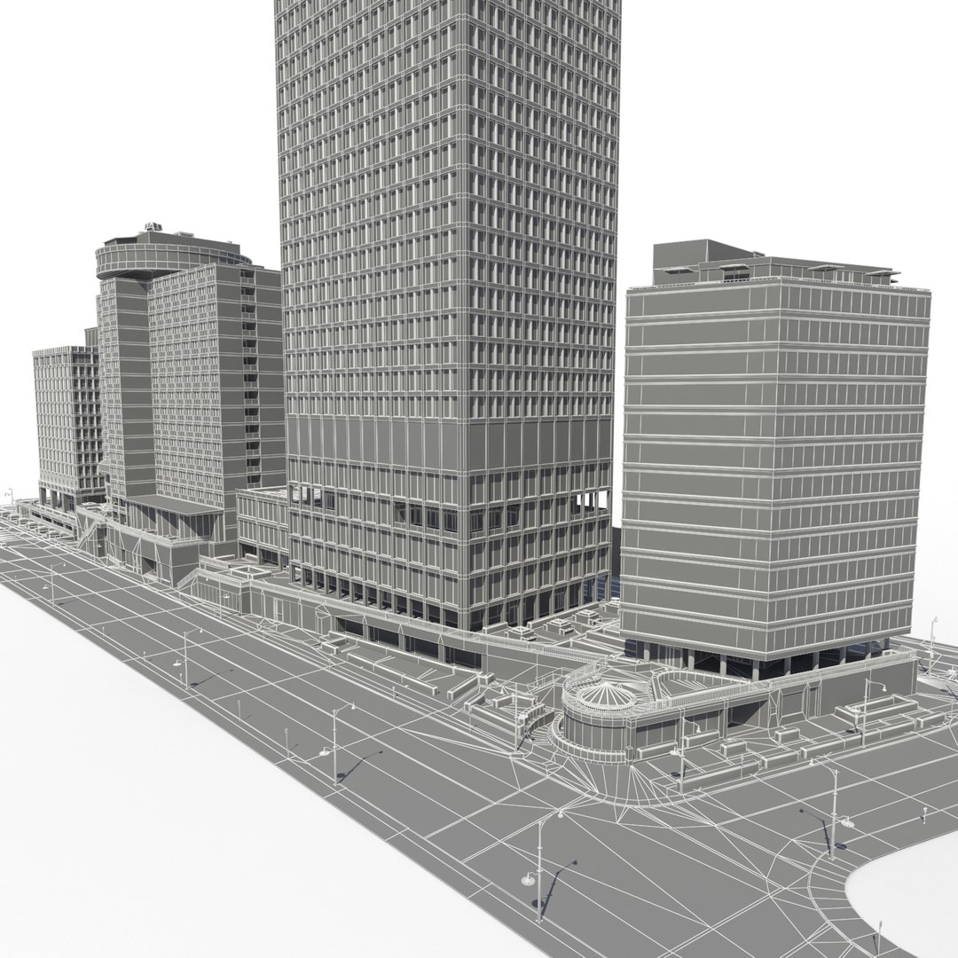 3d block office buildings 5 model