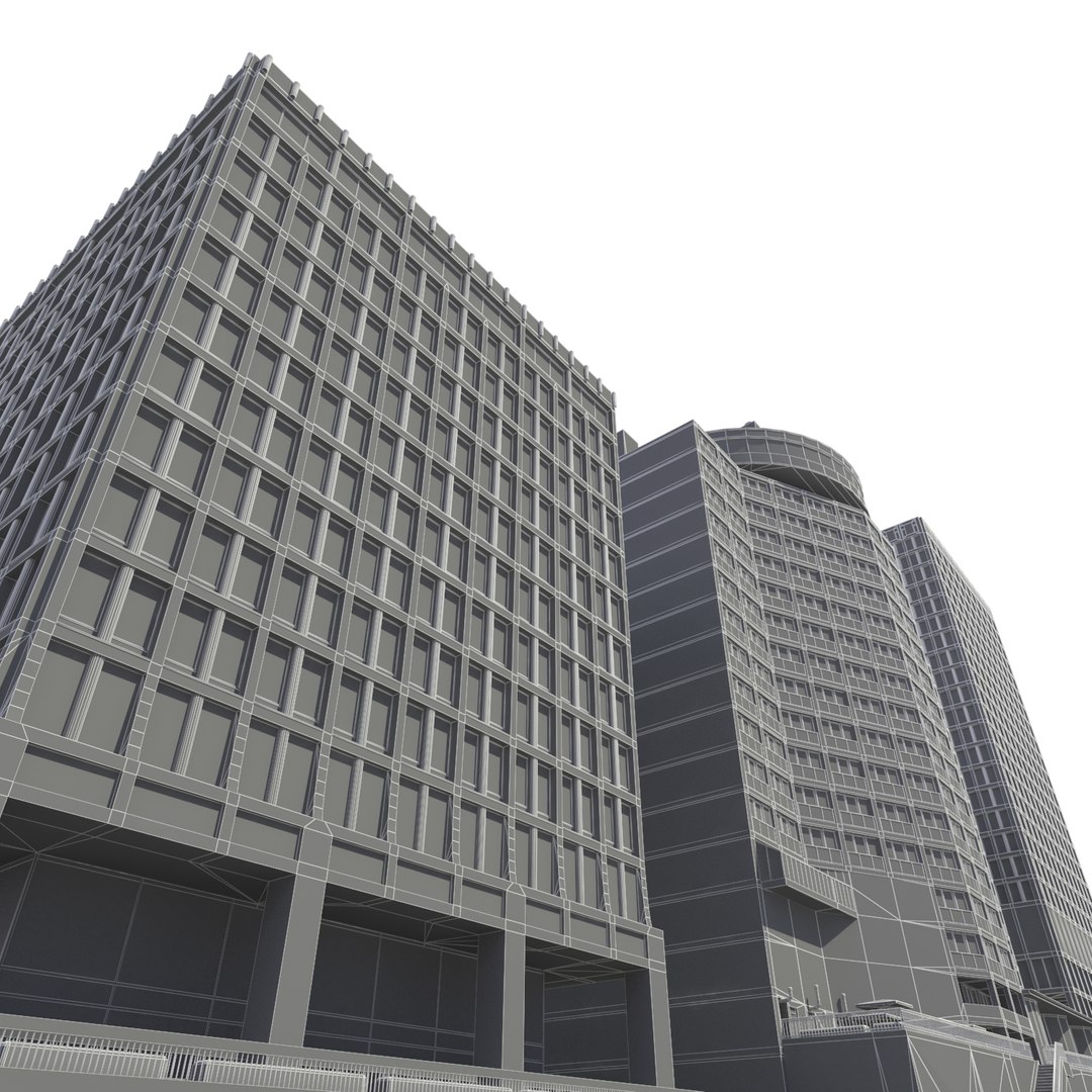 3d block office buildings 5 model