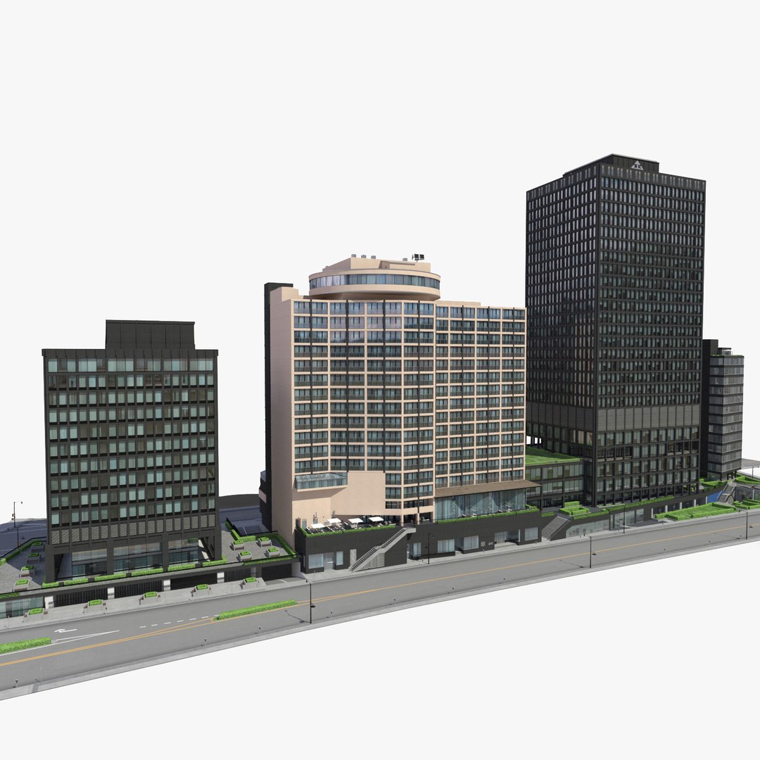3d block office buildings 5 model