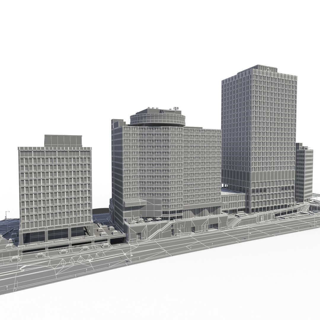 3d block office buildings 5 model