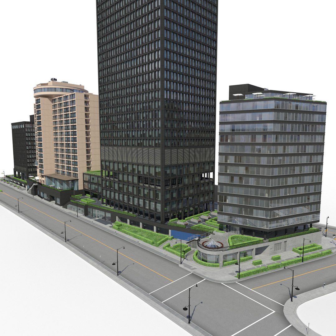 3d block office buildings 5 model