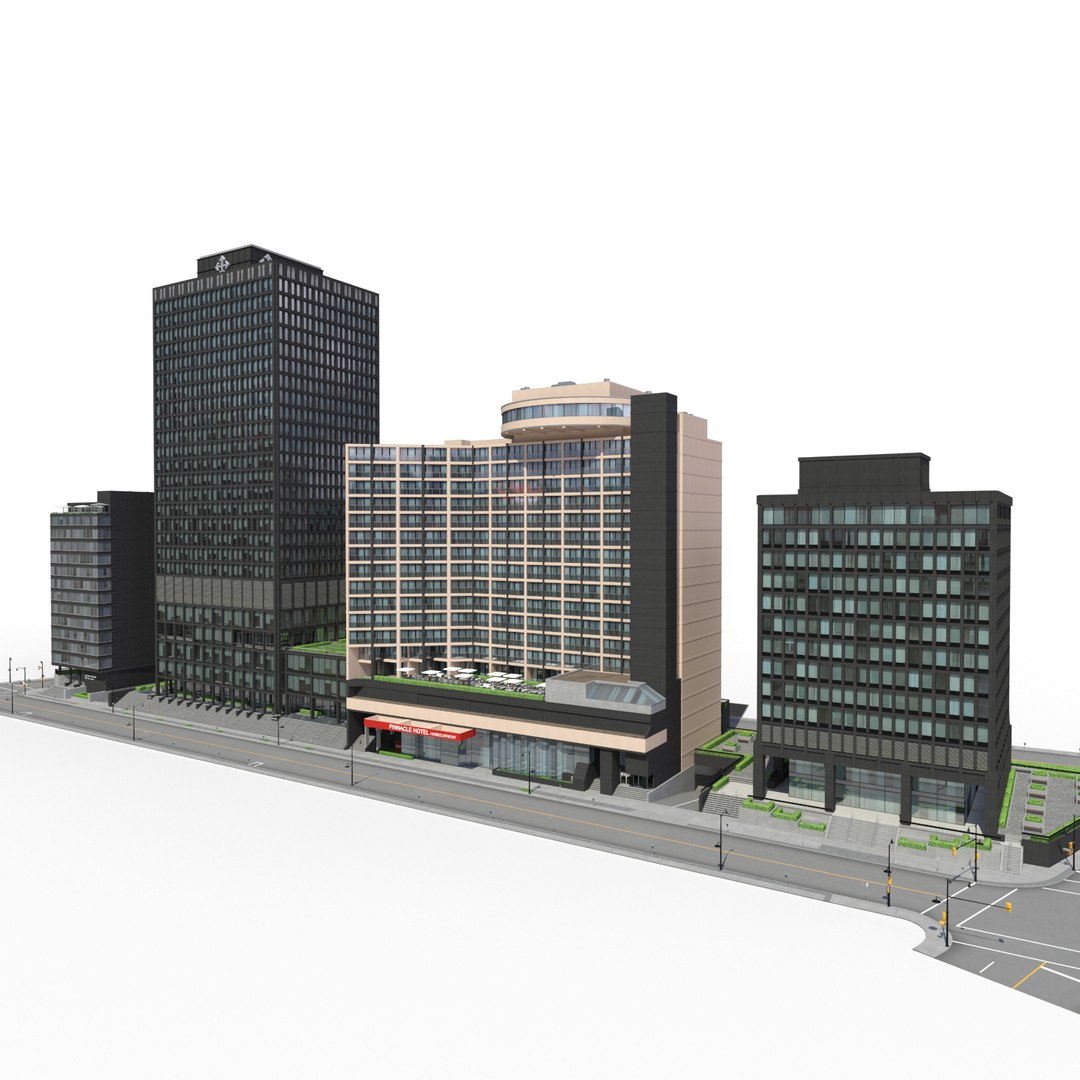 3d block office buildings 5 model