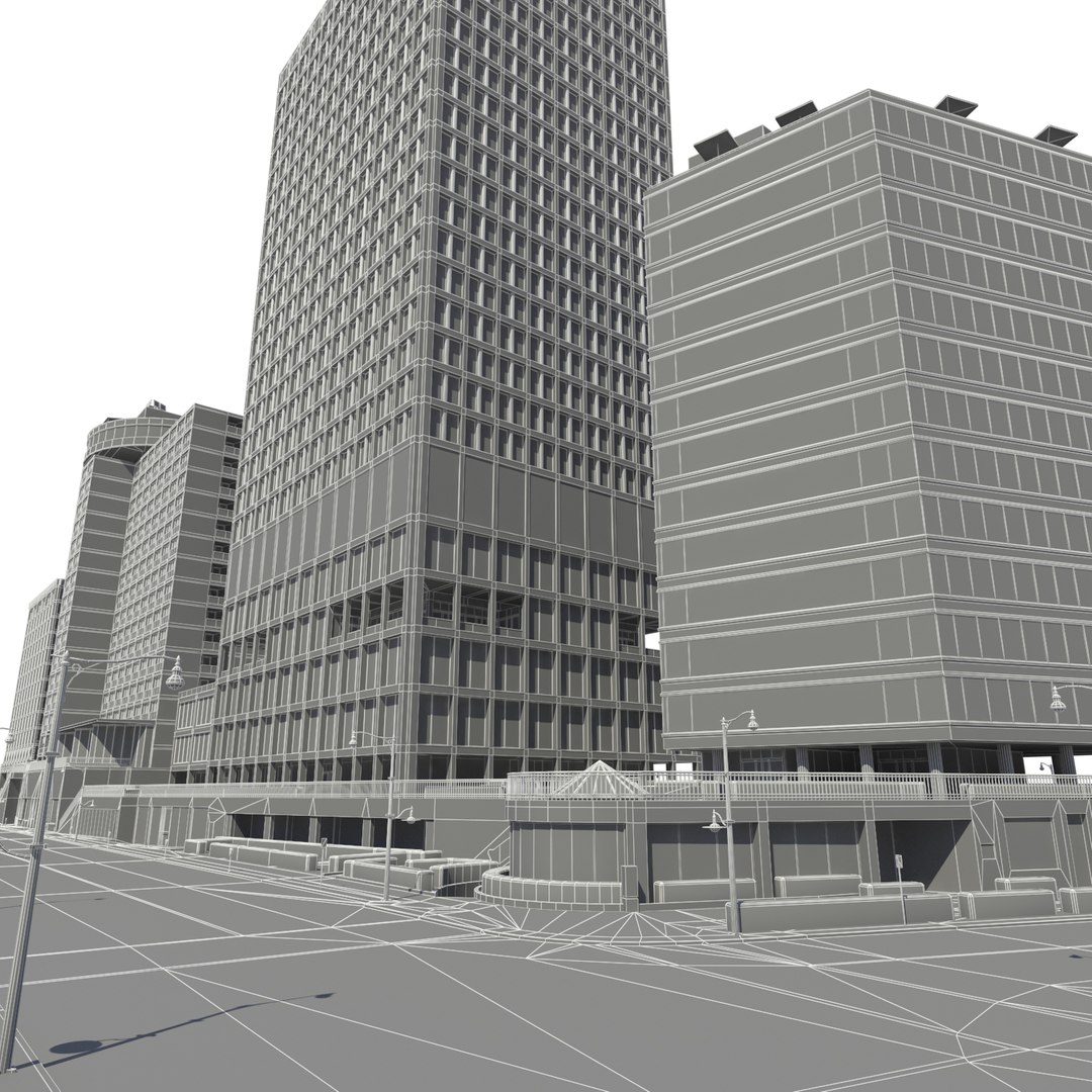 3d block office buildings 5 model