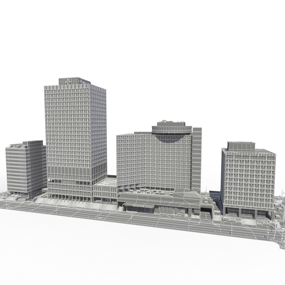 3d block office buildings 5 model