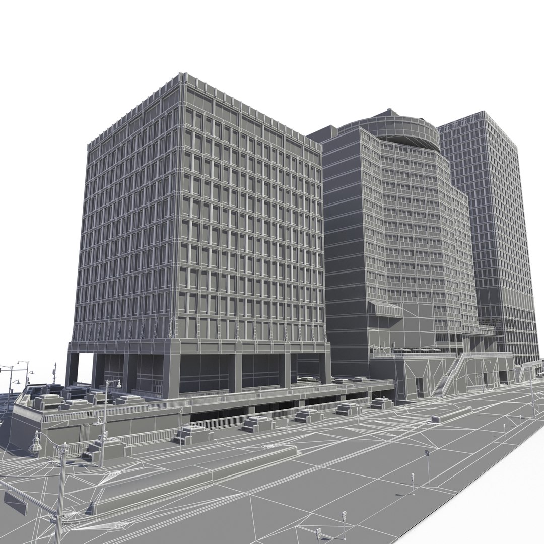 3d block office buildings 5 model