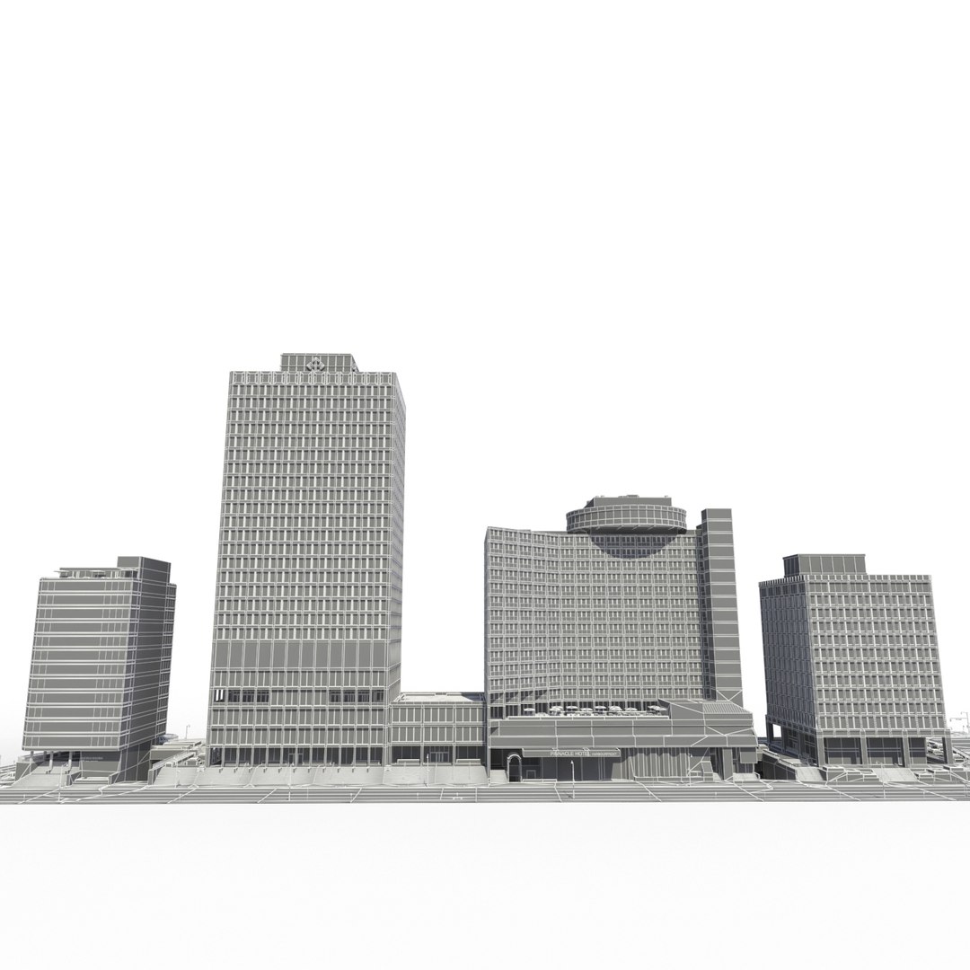 3d block office buildings 5 model