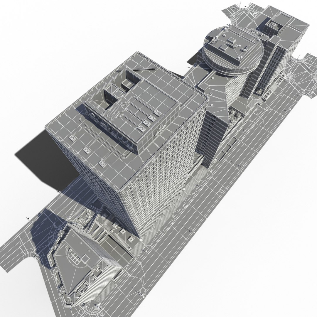 3d block office buildings 5 model