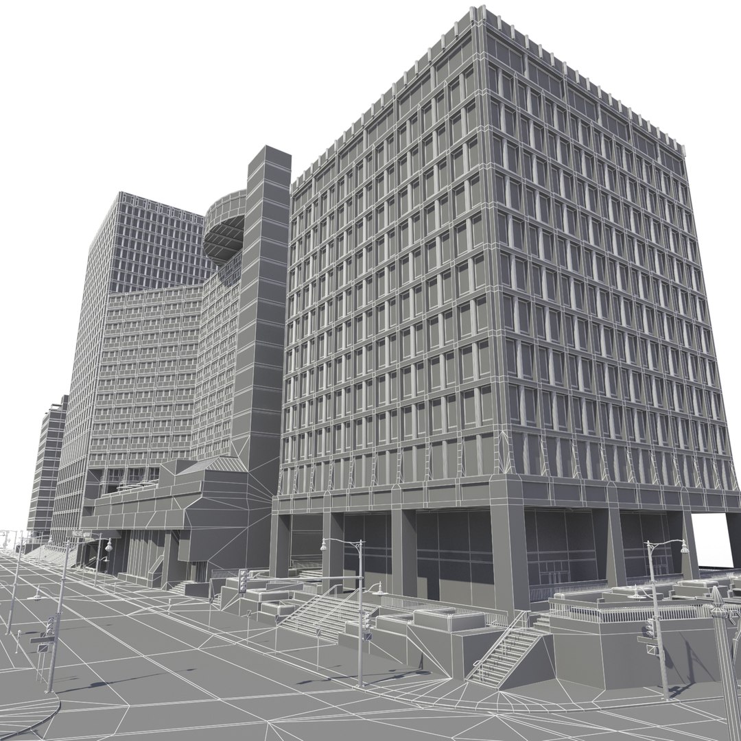 3d block office buildings 5 model