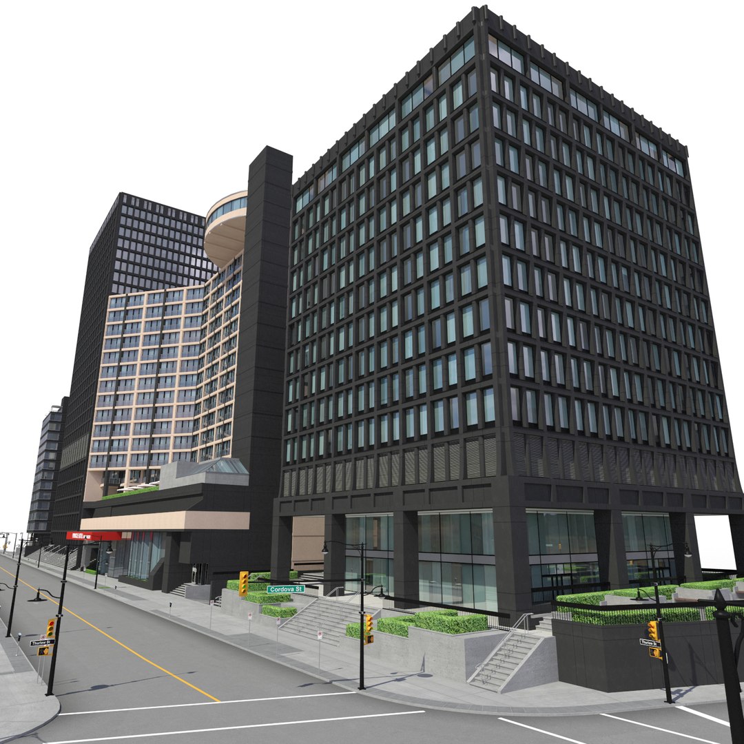 3d block office buildings 5 model