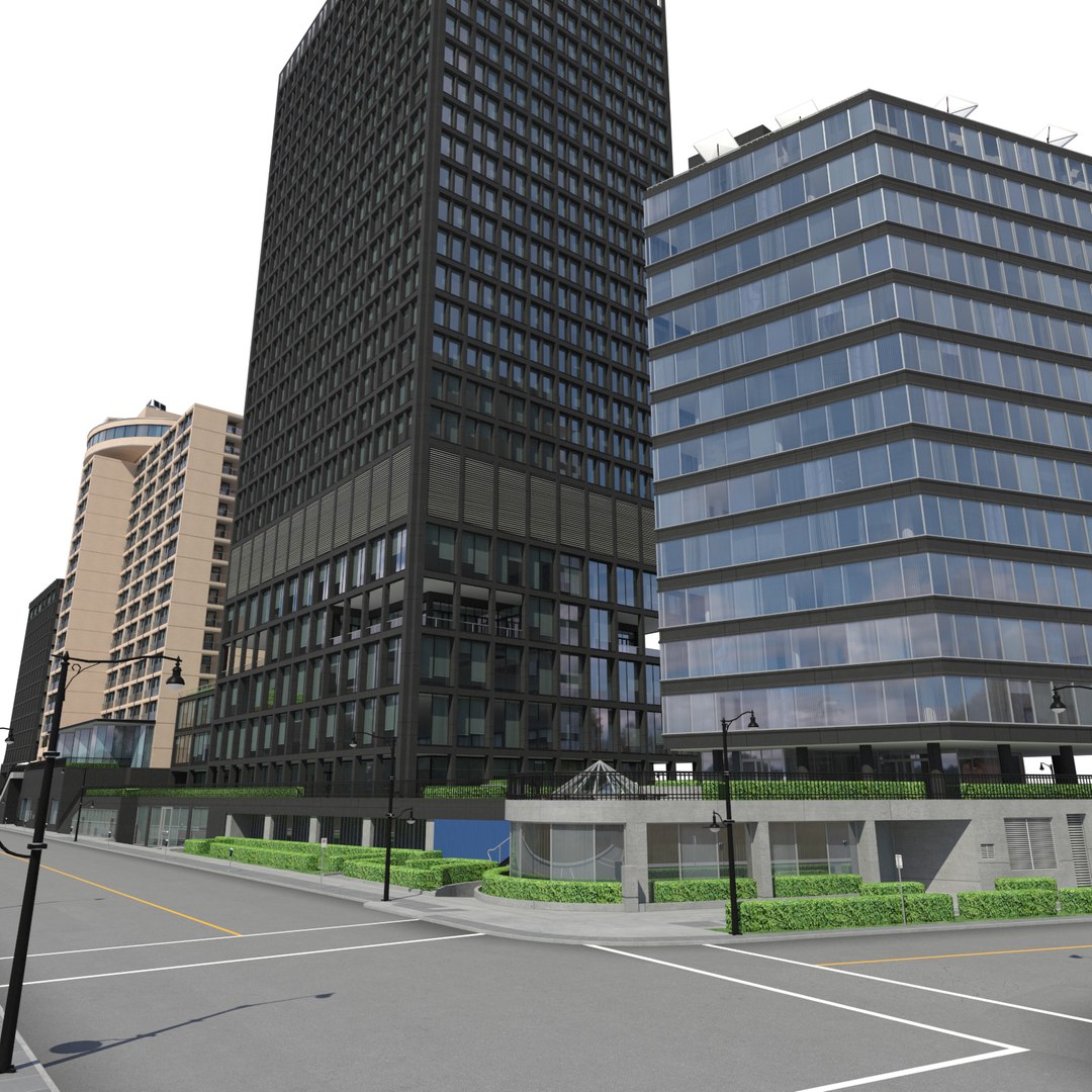 3d block office buildings 5 model